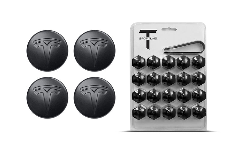 Tesla Model 3 Factory Center Cap Set and Wheel Lug Nut Cover Set - T ...