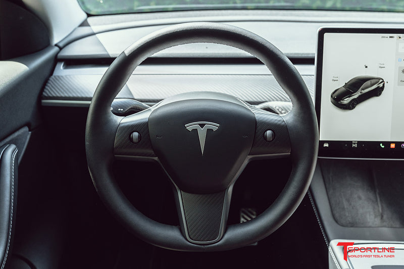 Tesla Model 3 / Y Carbon Fiber Steering Wheel or Yoke Trim Appliqués ...