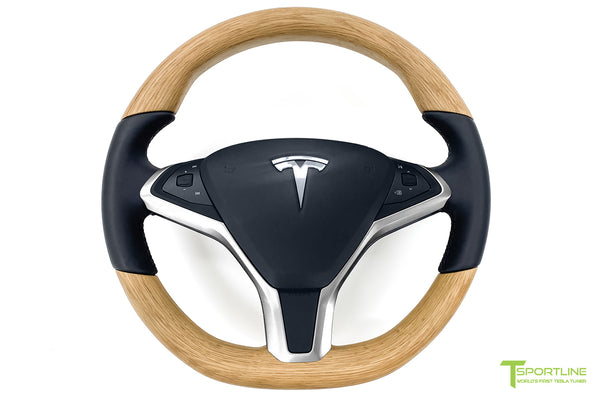 Tesla Model X Oak Wood Steering Wheel (2016 - 2020) - T Sportline ...